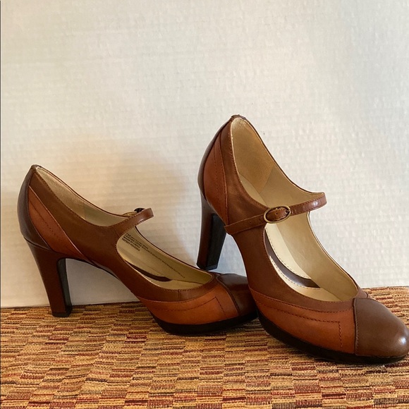 Naturalizer | Shoes | Naturalizer Brown Leather Mary Jane Heels | Poshmark